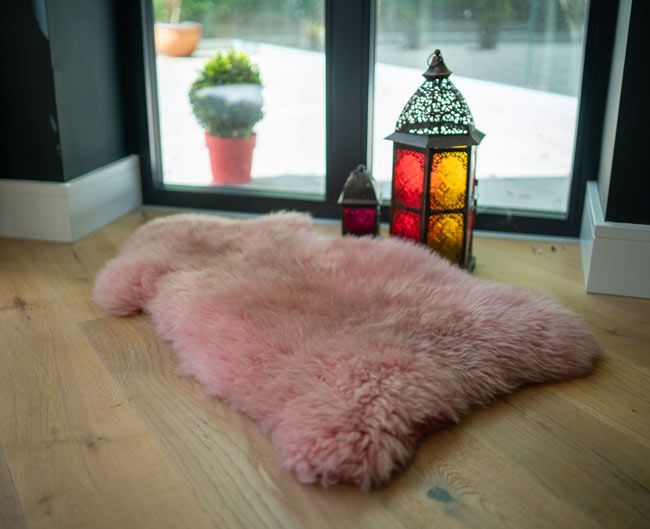 100 Wool Sheepskin Rug in Soft Pink Online from 99.00 Free UK Delivery CapitalRugs